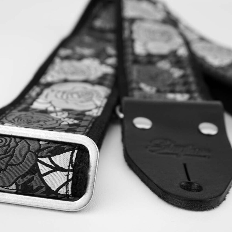 Retro guitar strap black Rose Strap for guitar Floral | Etsy