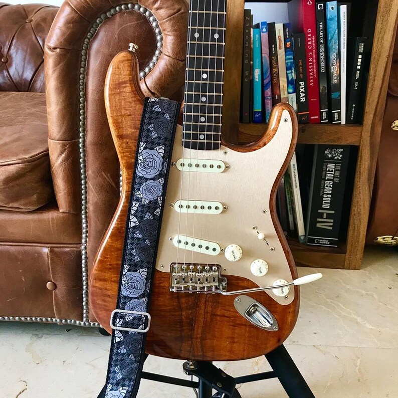 Retro Guitar Strap Black Rose Strap for Guitar Floral - Etsy