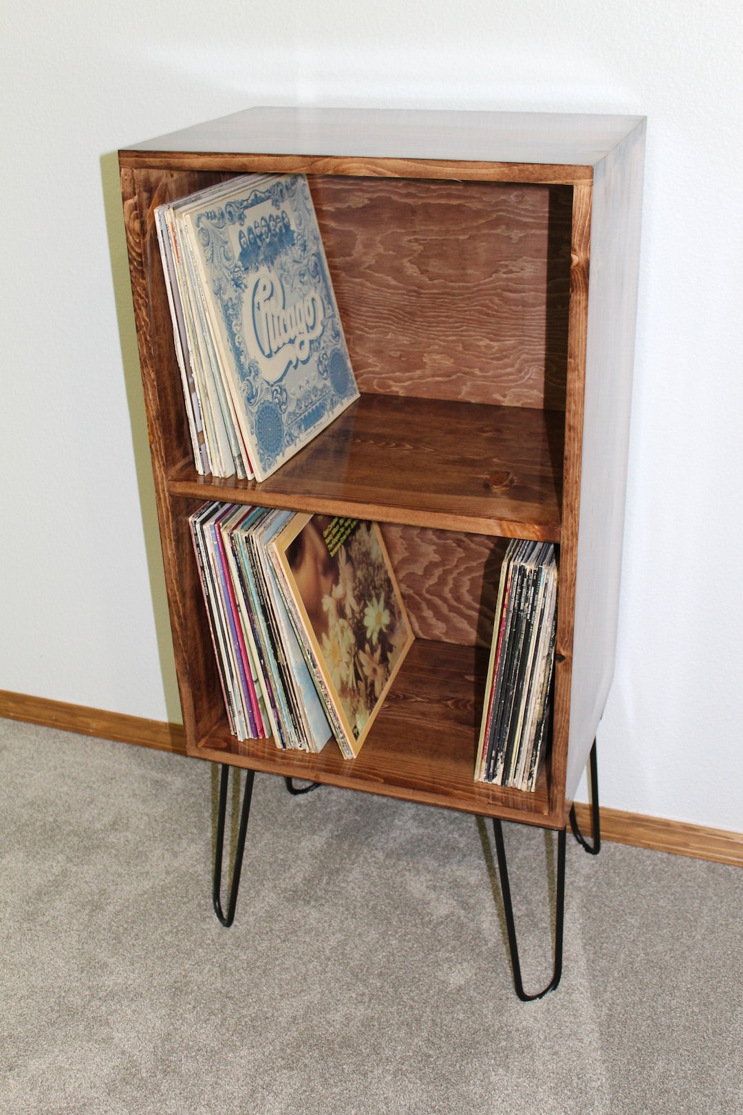 Handmade Mid Century Modern Vinyl Table Vinyl Record Storage Rustic ...