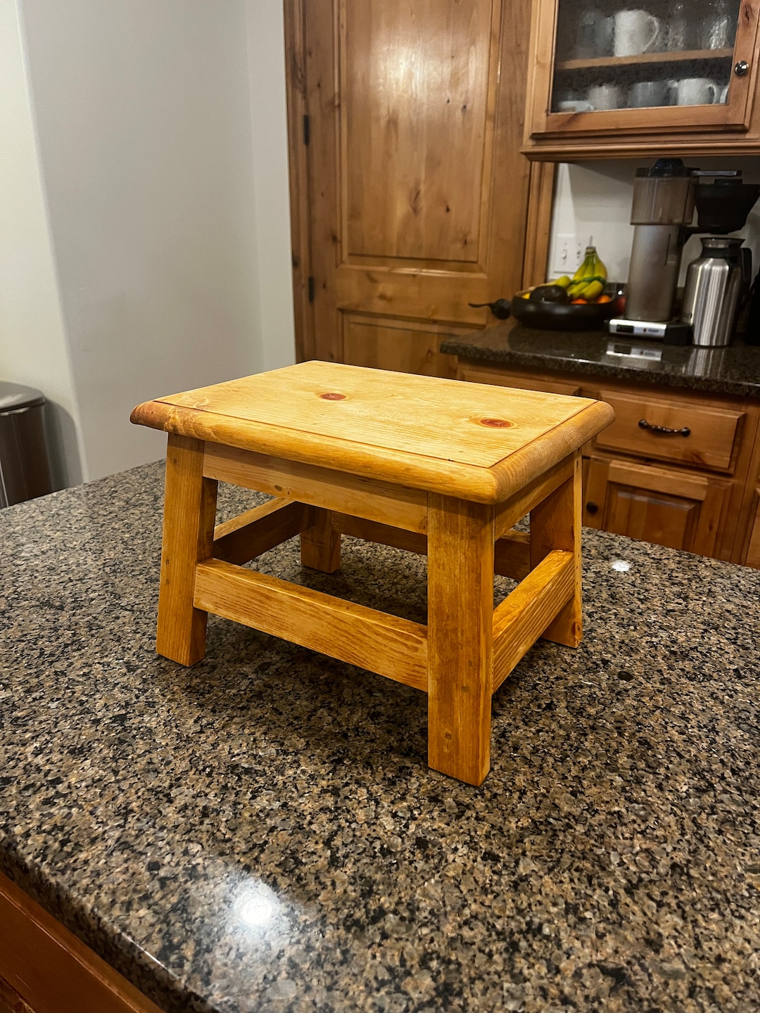 Versatile 12-inch Wooden Step Stool: Sturdy Footstool, Plant Stand, and ...