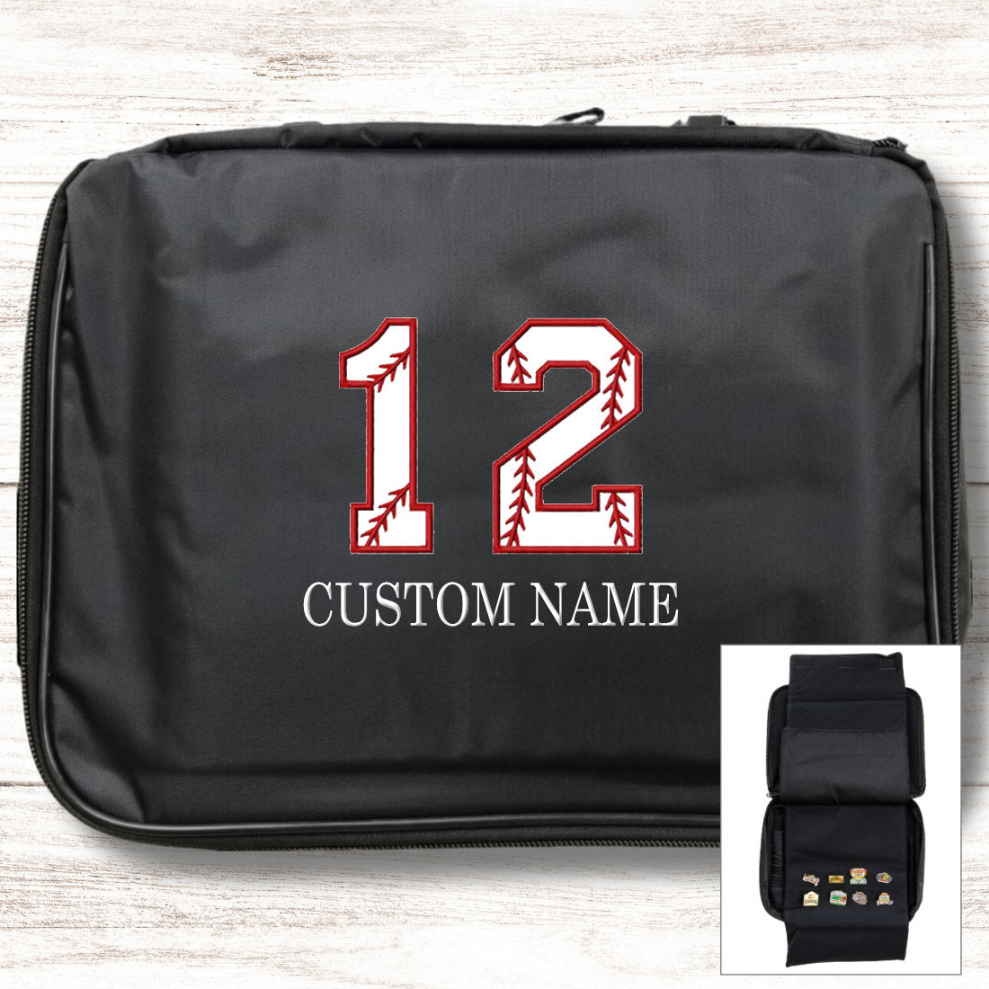 Custom Baseball Pin Bag With Number & Name, Embroidered Pin Bag ...