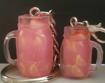 Custom Fruity Liquid Drink Keychain Agua Fresca Keychain Strawberry ...