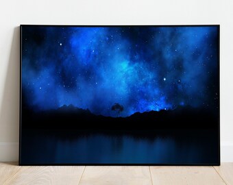 Galaxy Art Print Blue Galaxy Poster Stary Night Photography | Etsy