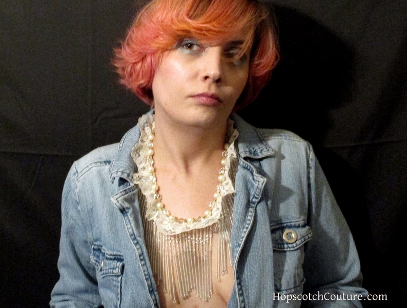 Dramatic Glass Beaded Neck Piece One of a Kind Upcycled - Etsy