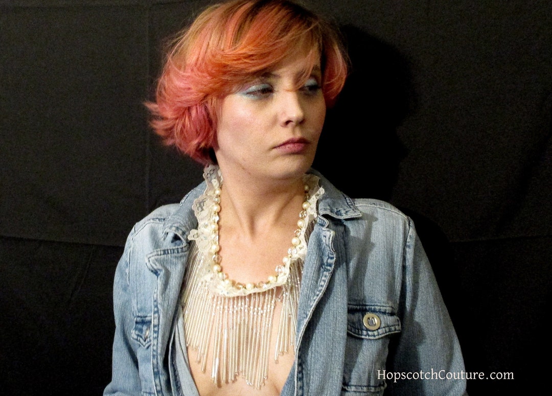 Dramatic Glass Beaded Neck Piece One of a Kind Upcycled - Etsy