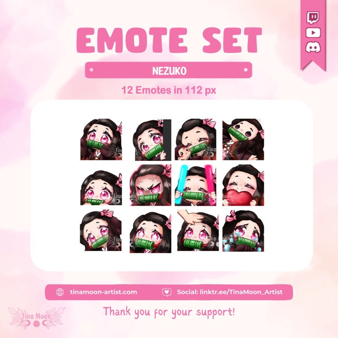 Kimetsu Nezuko Demon Girl Kawaii Emote Set for Twitch/discord Streamer ...