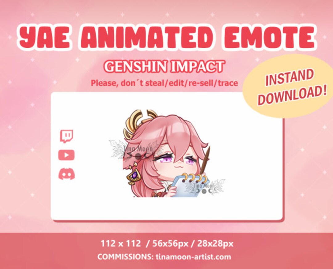 YAE Notes ANIMATED EMOTE Genshin Impact Twitch/discord - Etsy