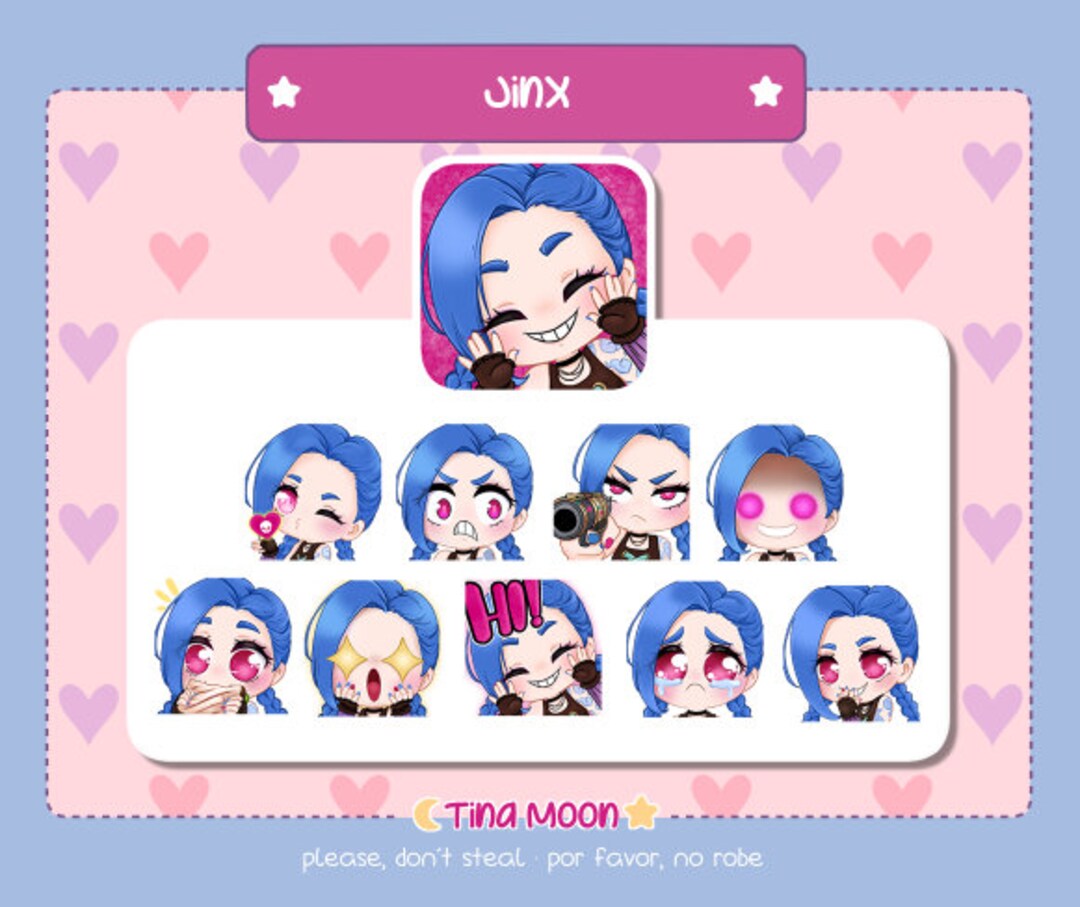 Set Emotes Jinx · League of Legend, Lol, Emotes, Twitch Emotes, Discord ...