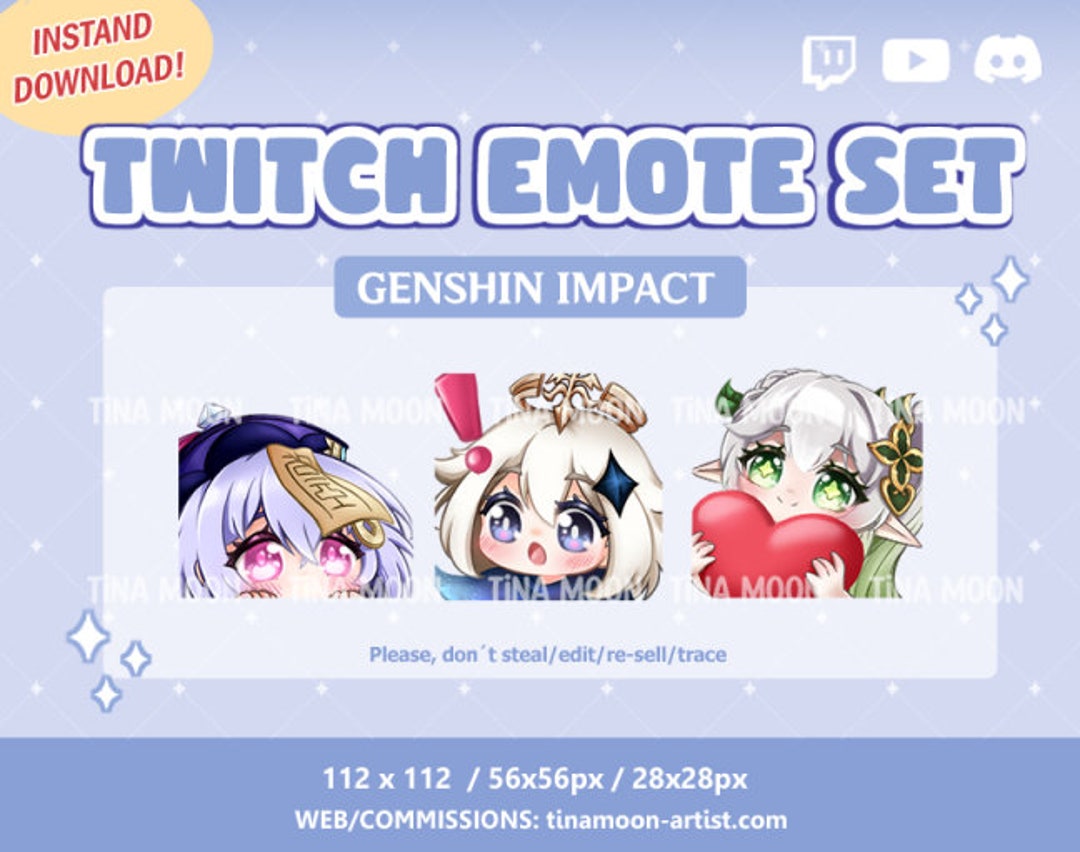 Genshin Impact Kawaii Emote Set for Twitch/discord - Etsy