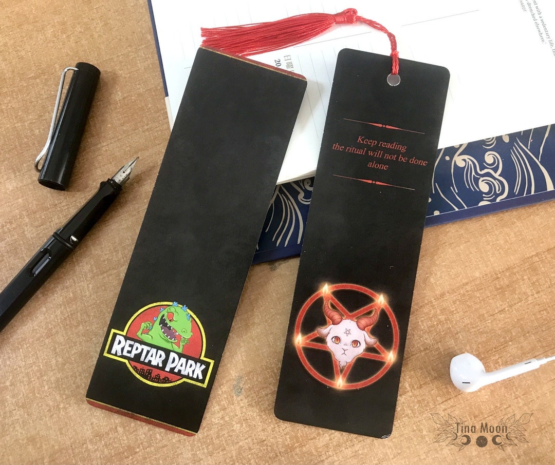 Bookmarks Dino Reptar & Satan Lamb /bookmark With Tassels / Anime ...