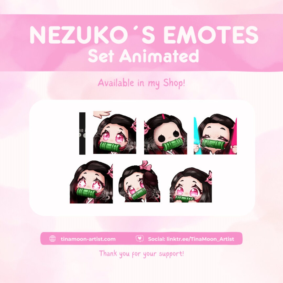 Animated Emotes Set Kimetsu Nezuko Demon Girl Kawaii | Twitch/discord ...
