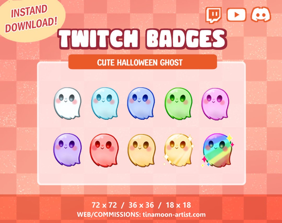 Ghost Twitch Badges Halloween Set · TWITCH Ghost Emblems Set / Kawaii ...