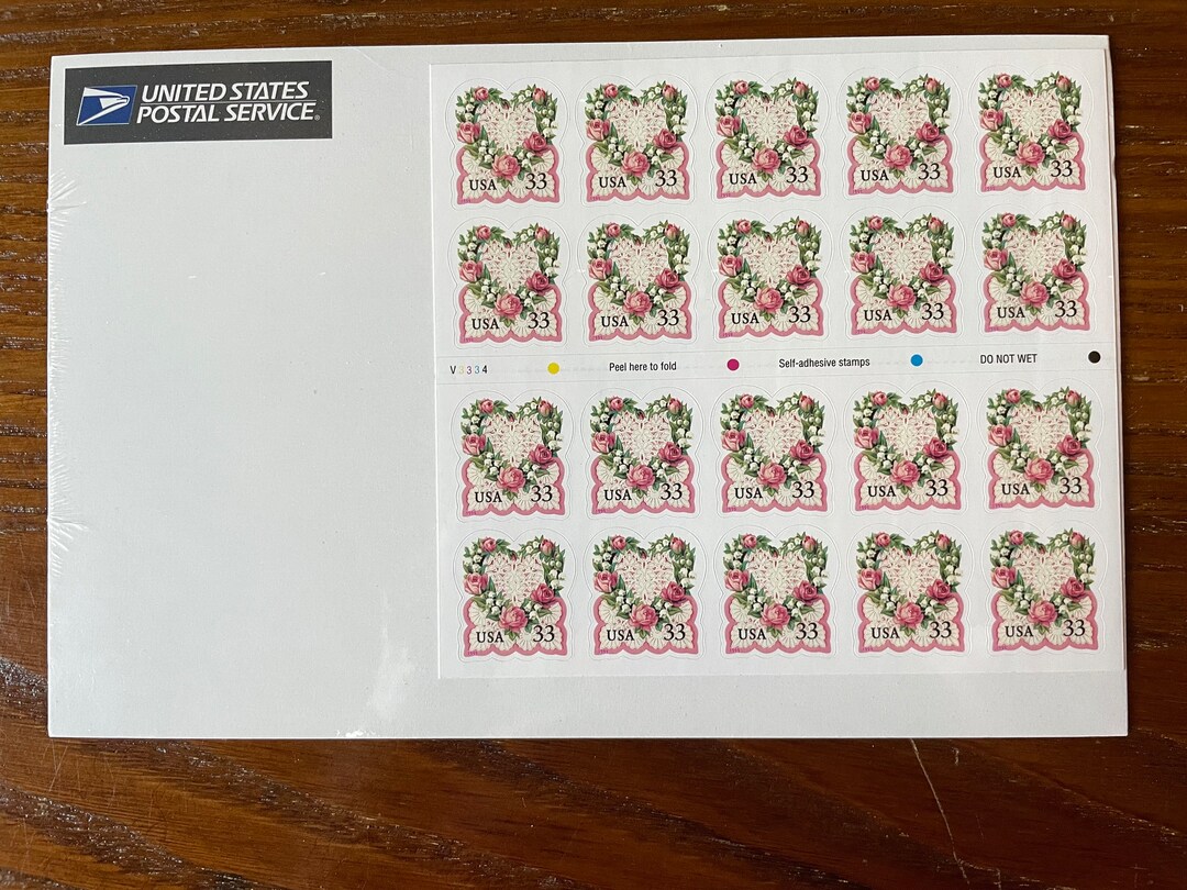 Heart Shaped Pink Roses .33 Postage Stamps Pane of 20 - Etsy