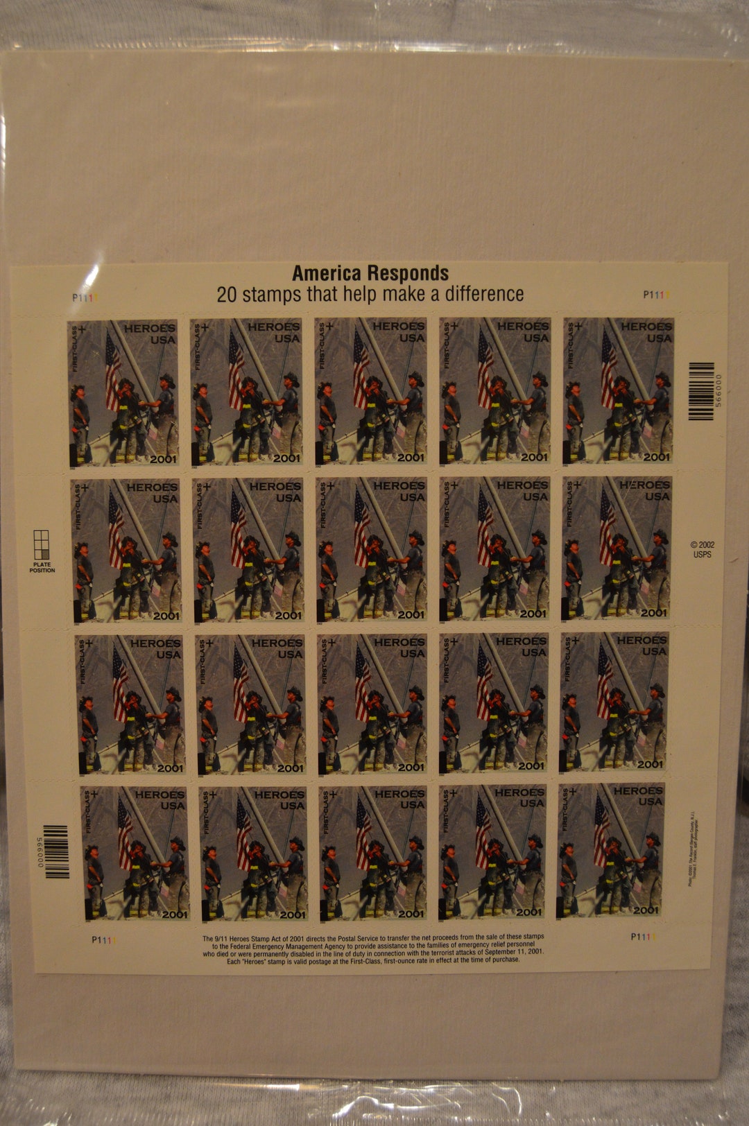 America Responds 9/11 Heroes USPS Postage Stamp Sheet - Etsy
