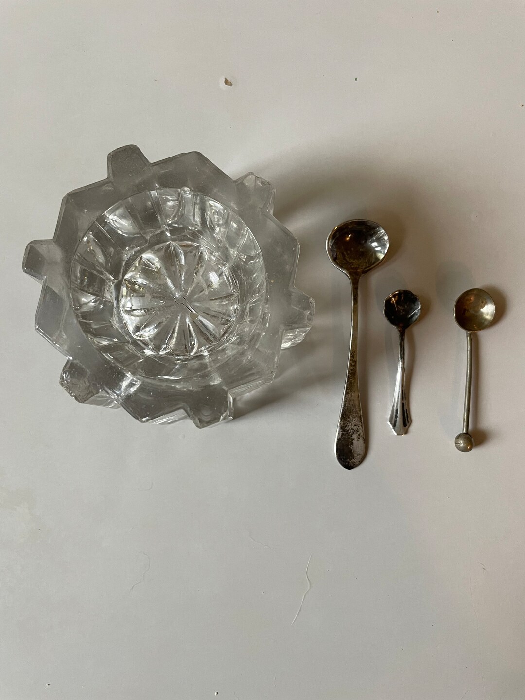 Vintage Glass Master Salt Cellar With 3 Salt Spoons - Etsy