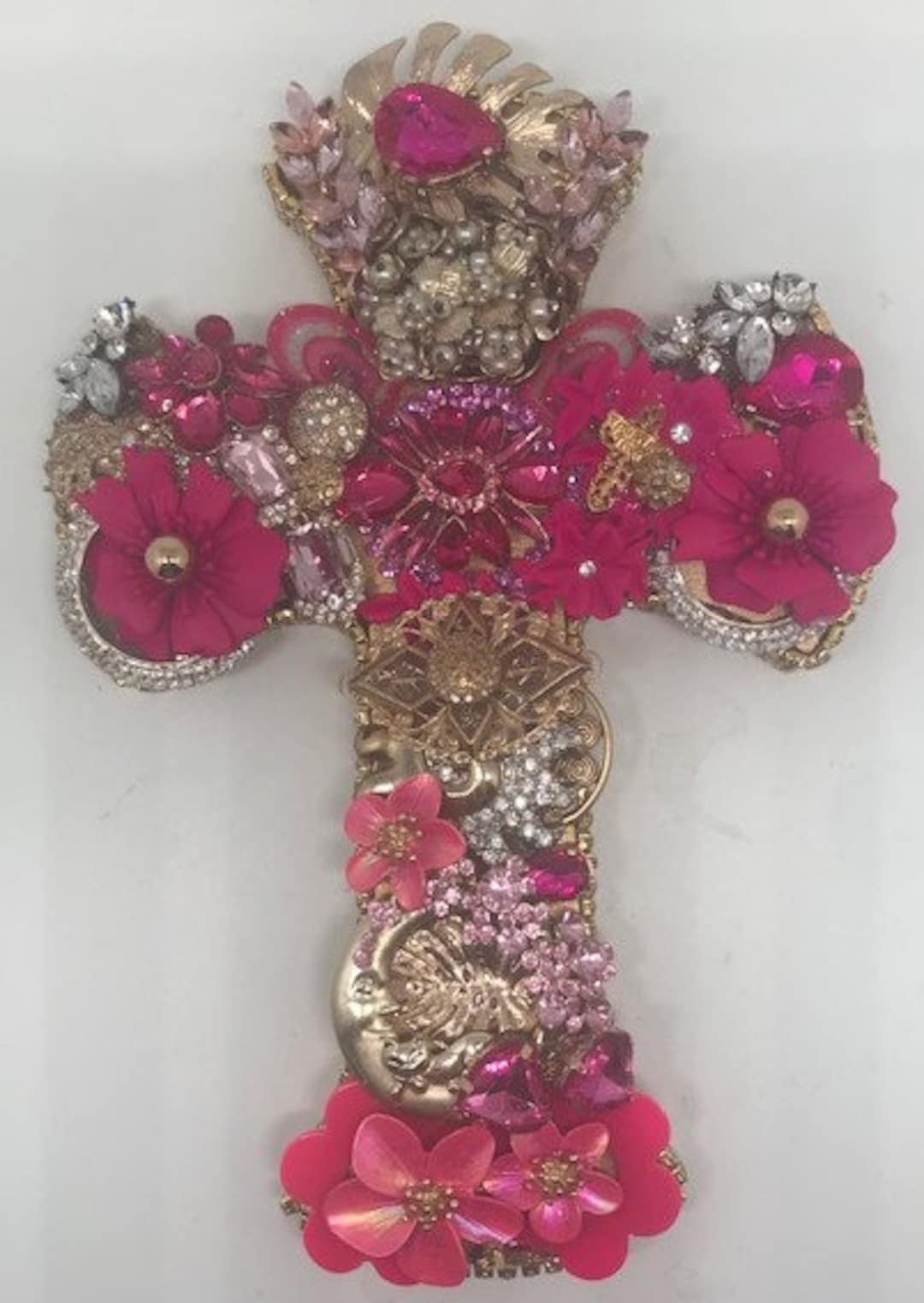 Bejeweled Cross, Hanging Memorial Cross, Vintage Jewelry Cross ...