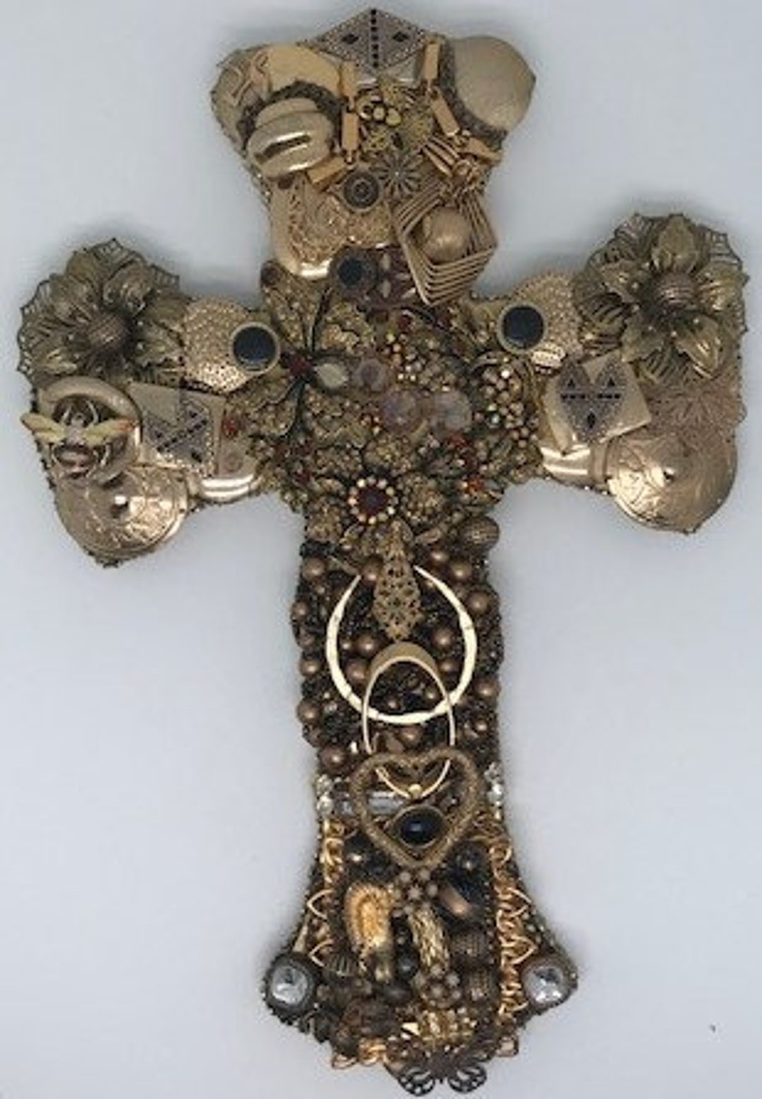 Memorial Crosses, Bejeweled Cross, Vintage Recycled Jewelry, Jewelry ...