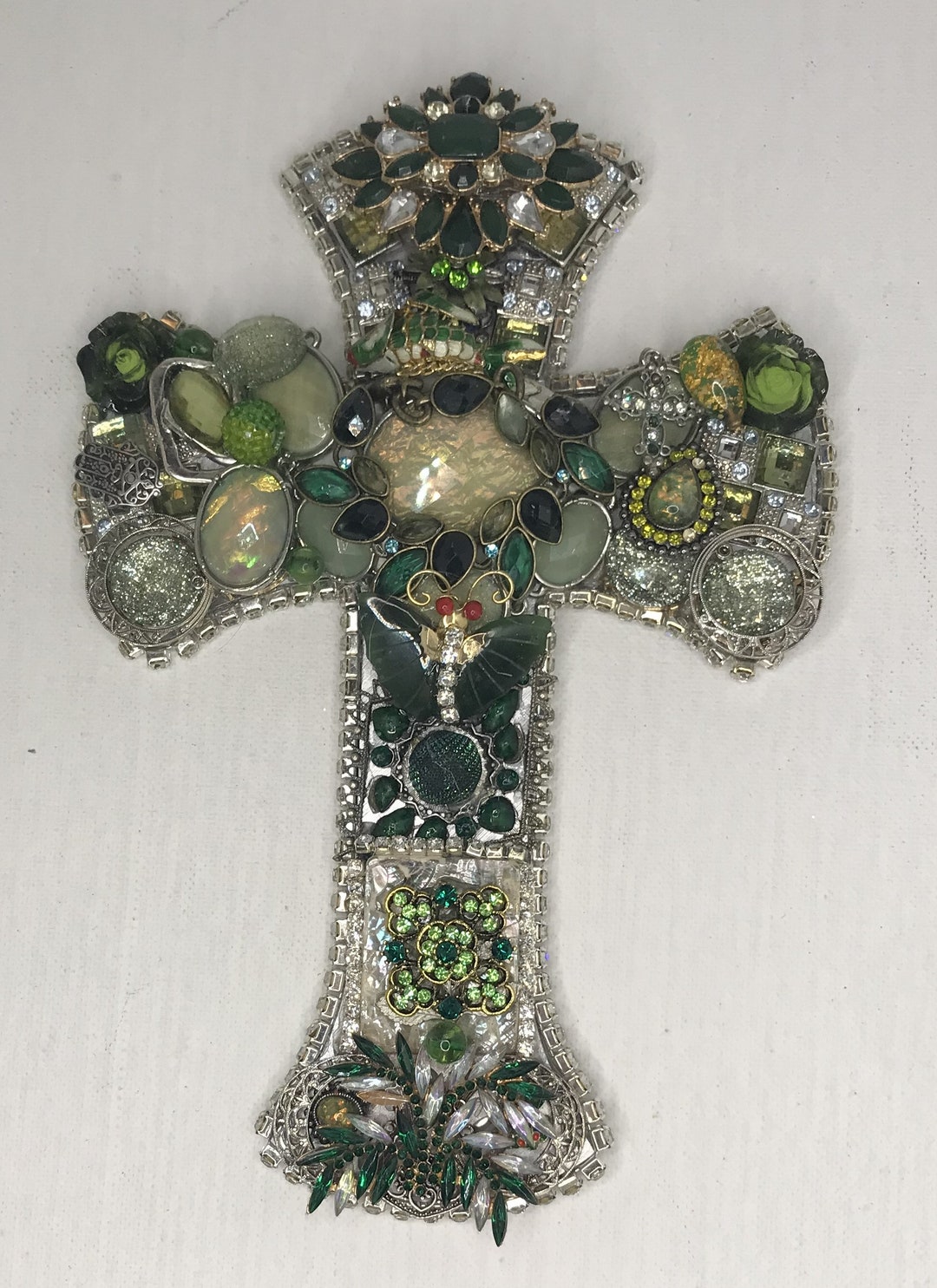 Memorial Crosses, Bejeweled Cross, Vintage Recycled Jewelry, Jewelry ...