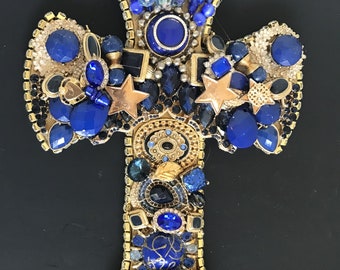 Hanging Vintage Jewelry Cross, Embellished Cross, Housewarming Gift ...