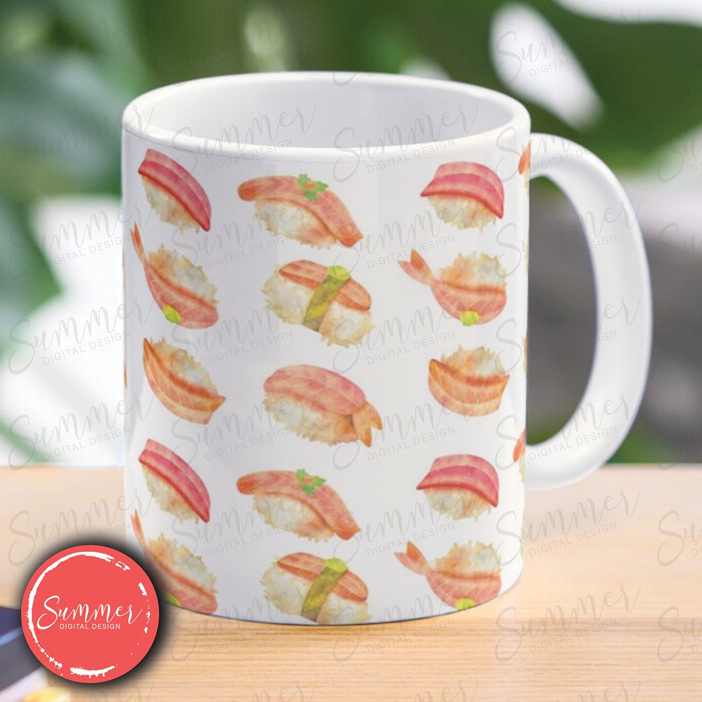 Sushi Watercolor Clip Art, Japan Cute Healthy Food Digital Elements ...