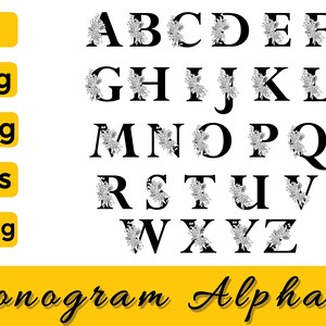 Floral Monogram Alphabet Svg Files for Cricut Floral Letters - Etsy