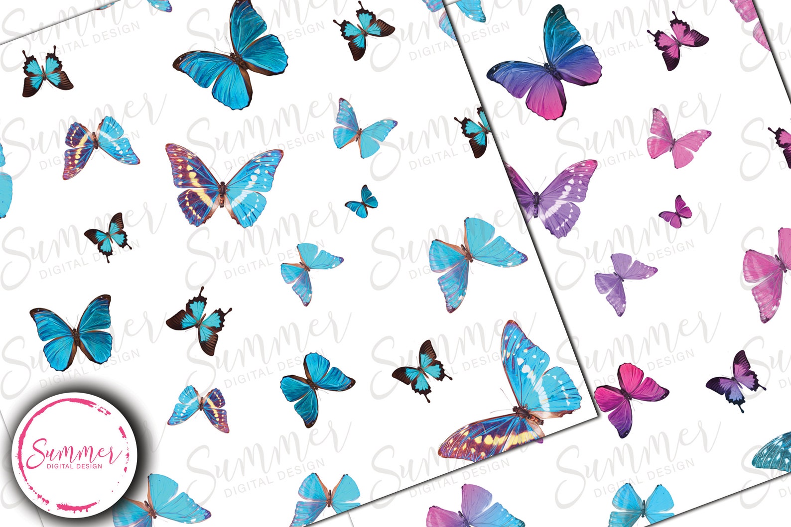 Butterfly Digital Paper Pattern, Seamless Patterns, Digital Papers ...