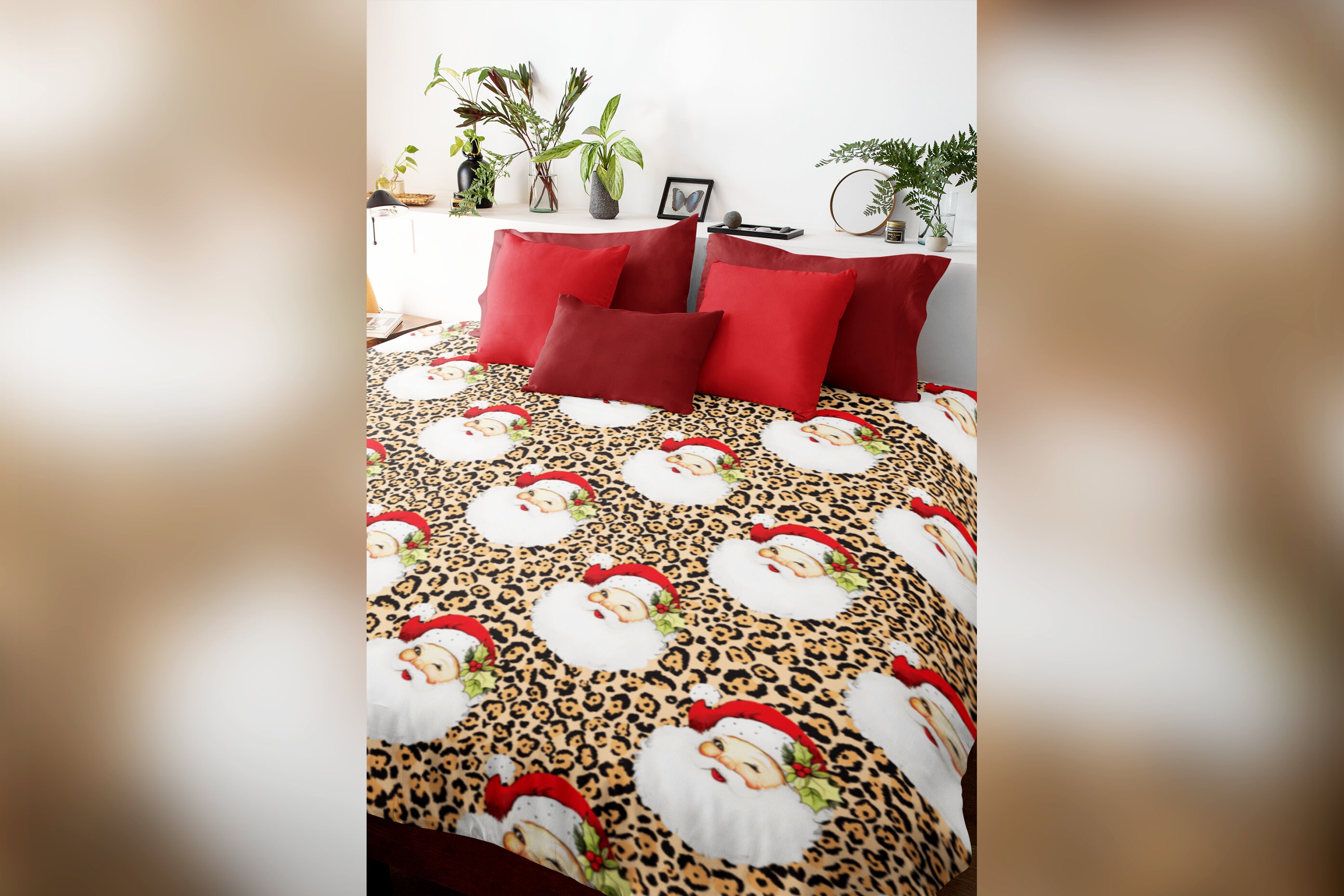 Vintage Santa Leopard Print Seamless Pattern (PNG File) - Etsy