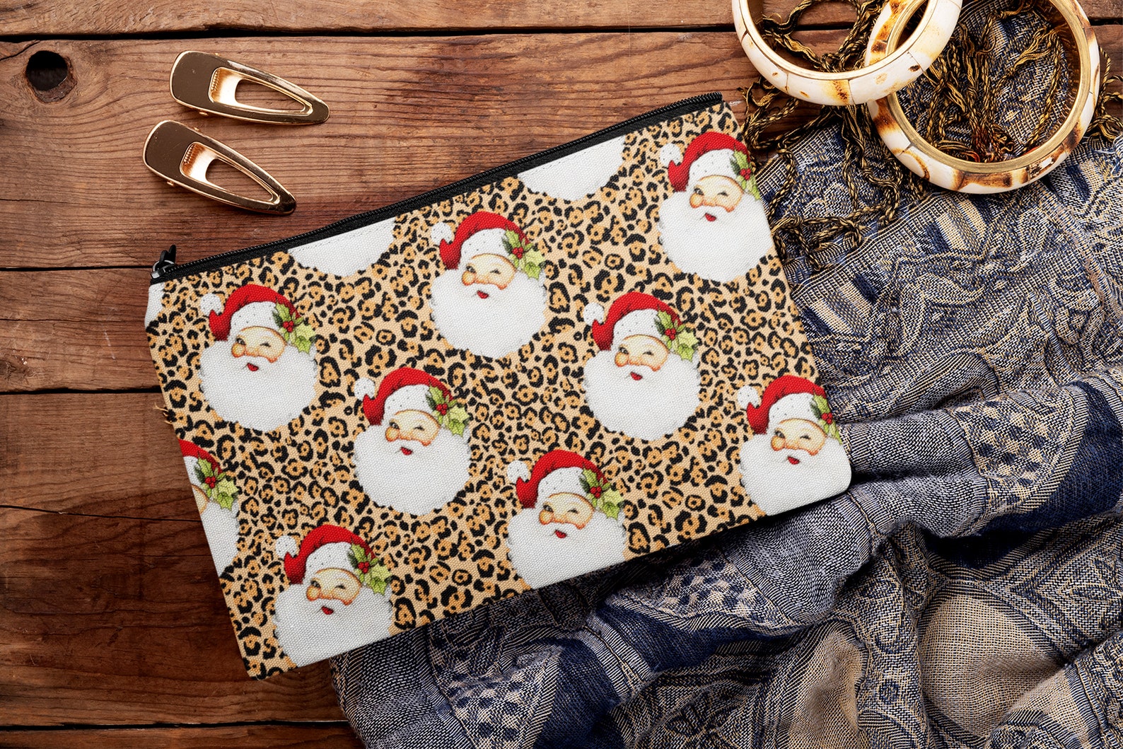 Vintage Santa Leopard Print Seamless Pattern (PNG File) - Etsy