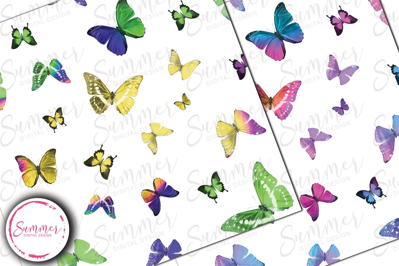 Butterfly Digital Paper Pattern, Seamless Patterns, Digital Papers ...