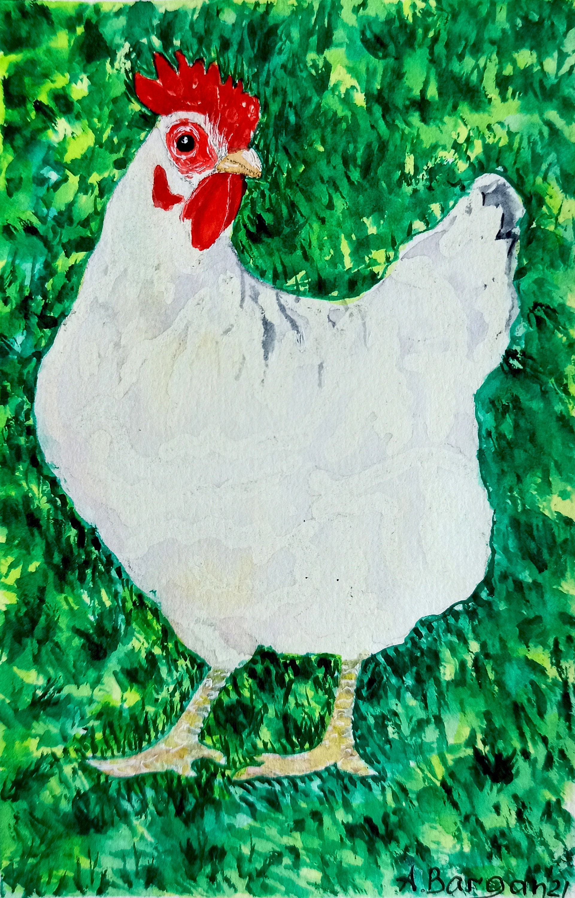 Huhn Original Aquarell ACEO Bauernhof Tier Vogel Portrait | Etsy