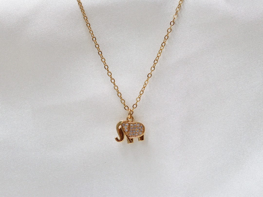 Gold Elephant Necklace, Baby Animal Necklace, Mini Elephant Gifts, Dainty Elephant Charm, Gold ...