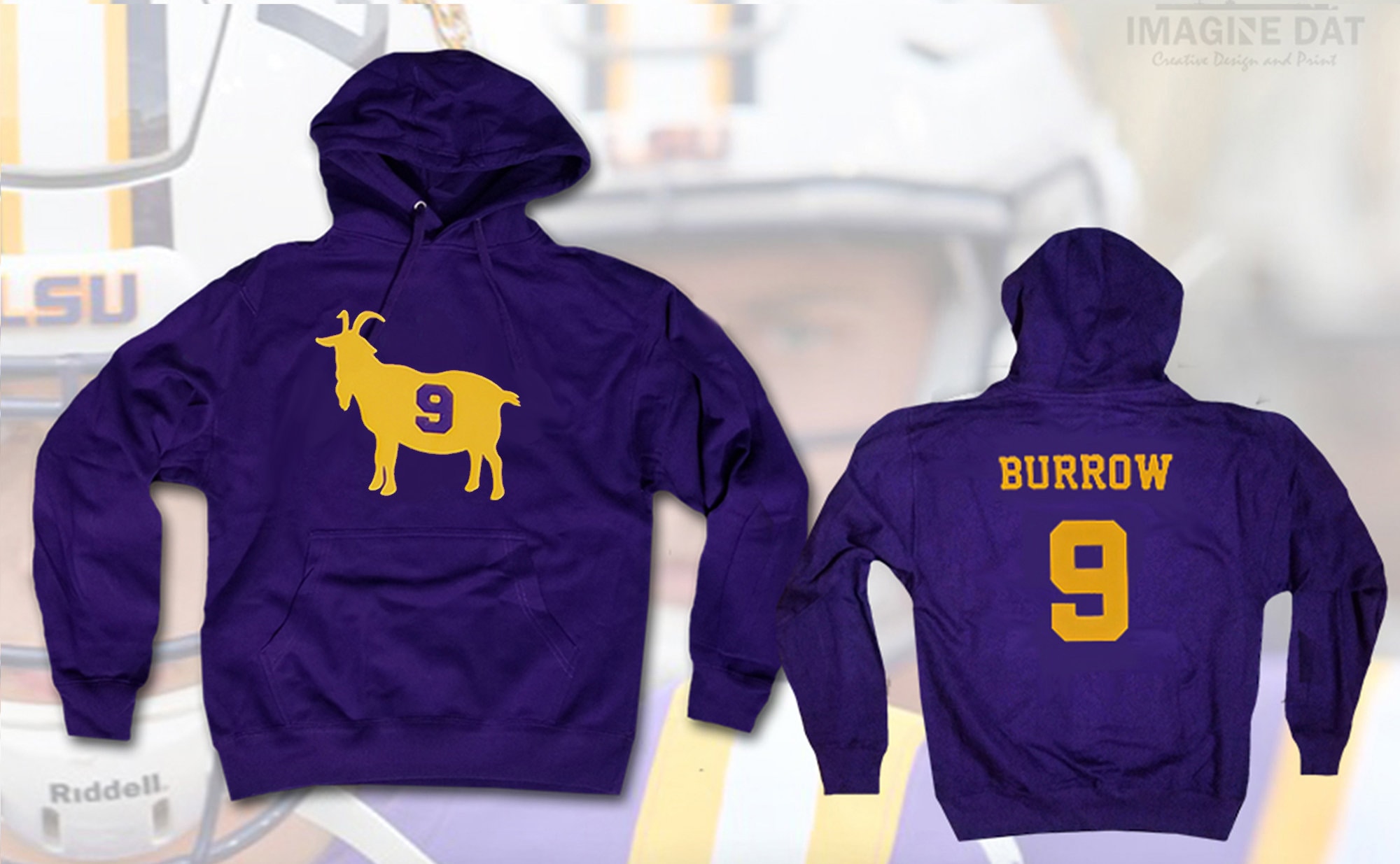 Joe Burrow/burreaux 'GOAT 9' Hoodie purple - Etsy