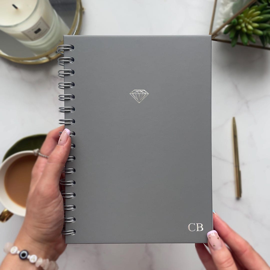 Personalised Icon Spiral Bound Notebook - Grey - Etsy