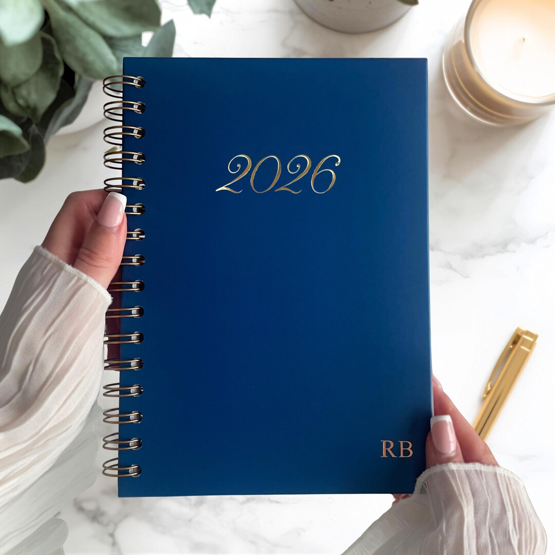 Personalised 2026 Diary - Week per View - Dark Blue - Etsy