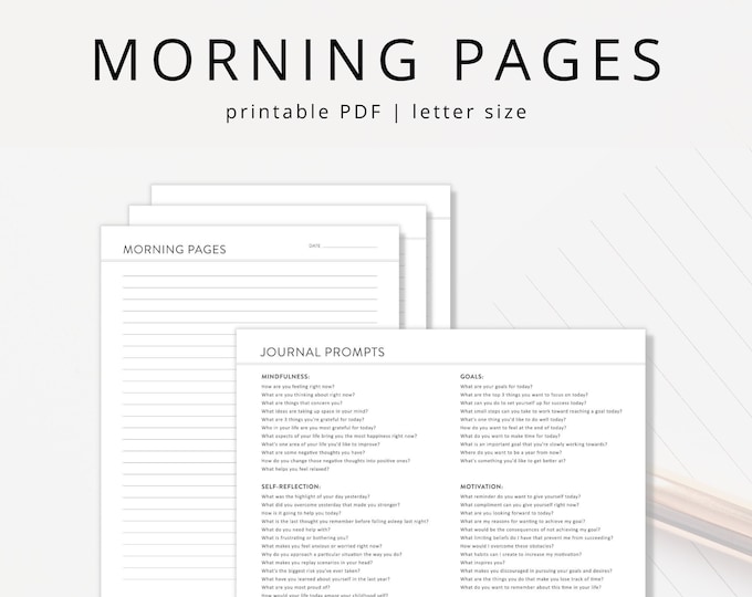 Morning Check-in Journal, 5 Minute Journal Template, Daily Reflections ...