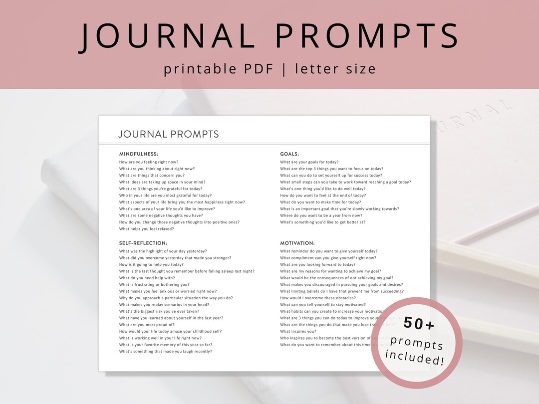 Minimalist Journal Prompts PDF for Daily Self-reflection, Mindfulness ...