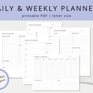 Minimalist Daily & Weekly Printable Planner Bundle Undated - Etsy