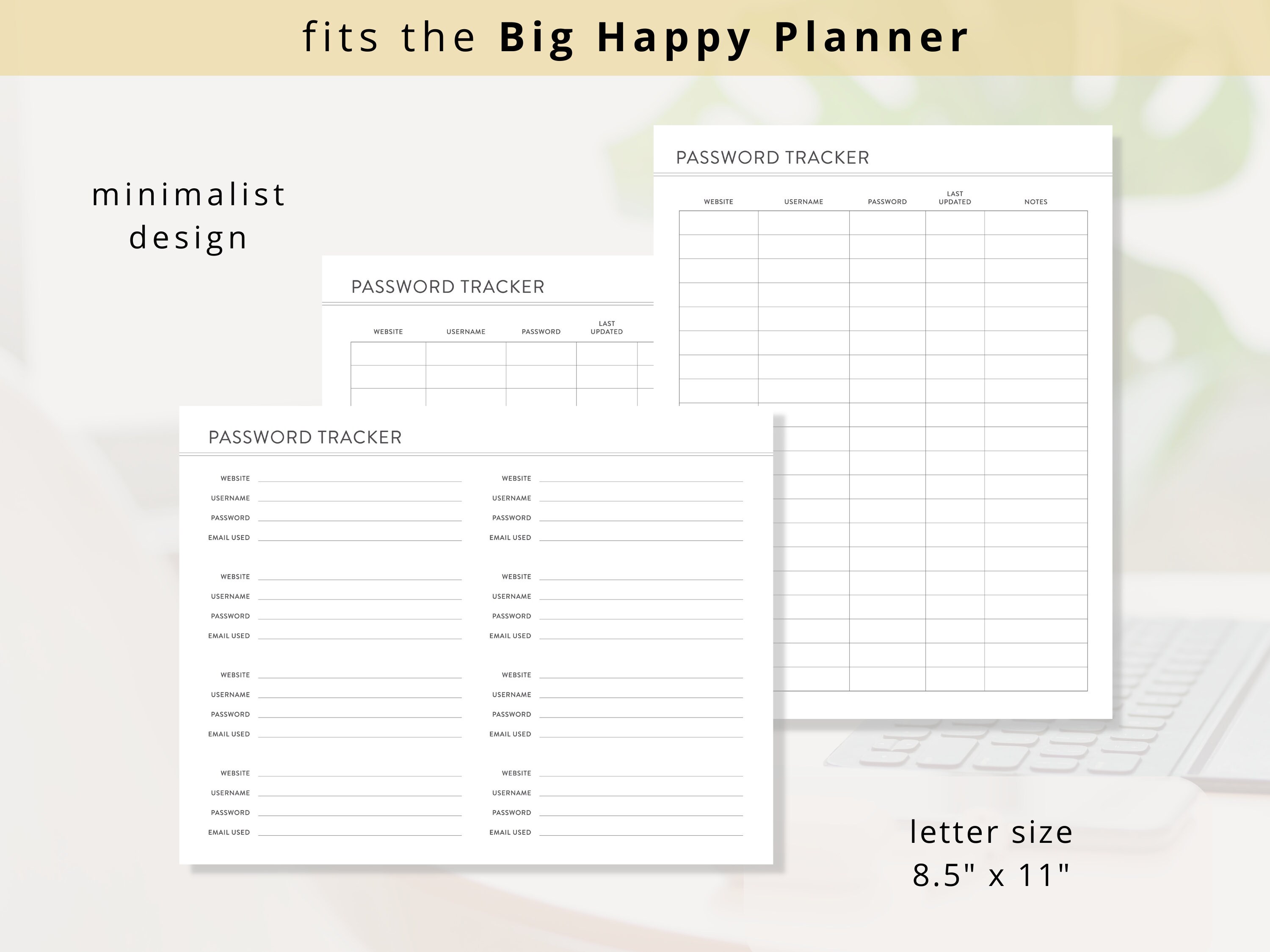 Minimalist Password Tracker PDF for Mental Organization, Printable ...