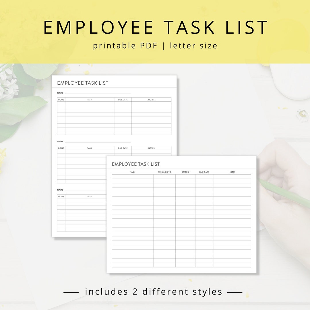 Minimalist Employee Task List PDF, Printable to Do List for Work ...