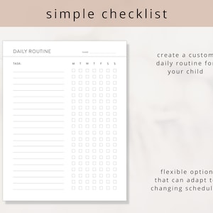 PDF-Vorlage für die tägliche Routine für Kinder, druckbare Checkliste ...