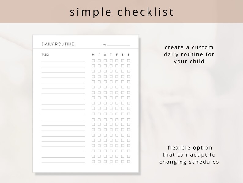 Kids Daily Routine Chart: Printable Checklist & Responsibility Template ...