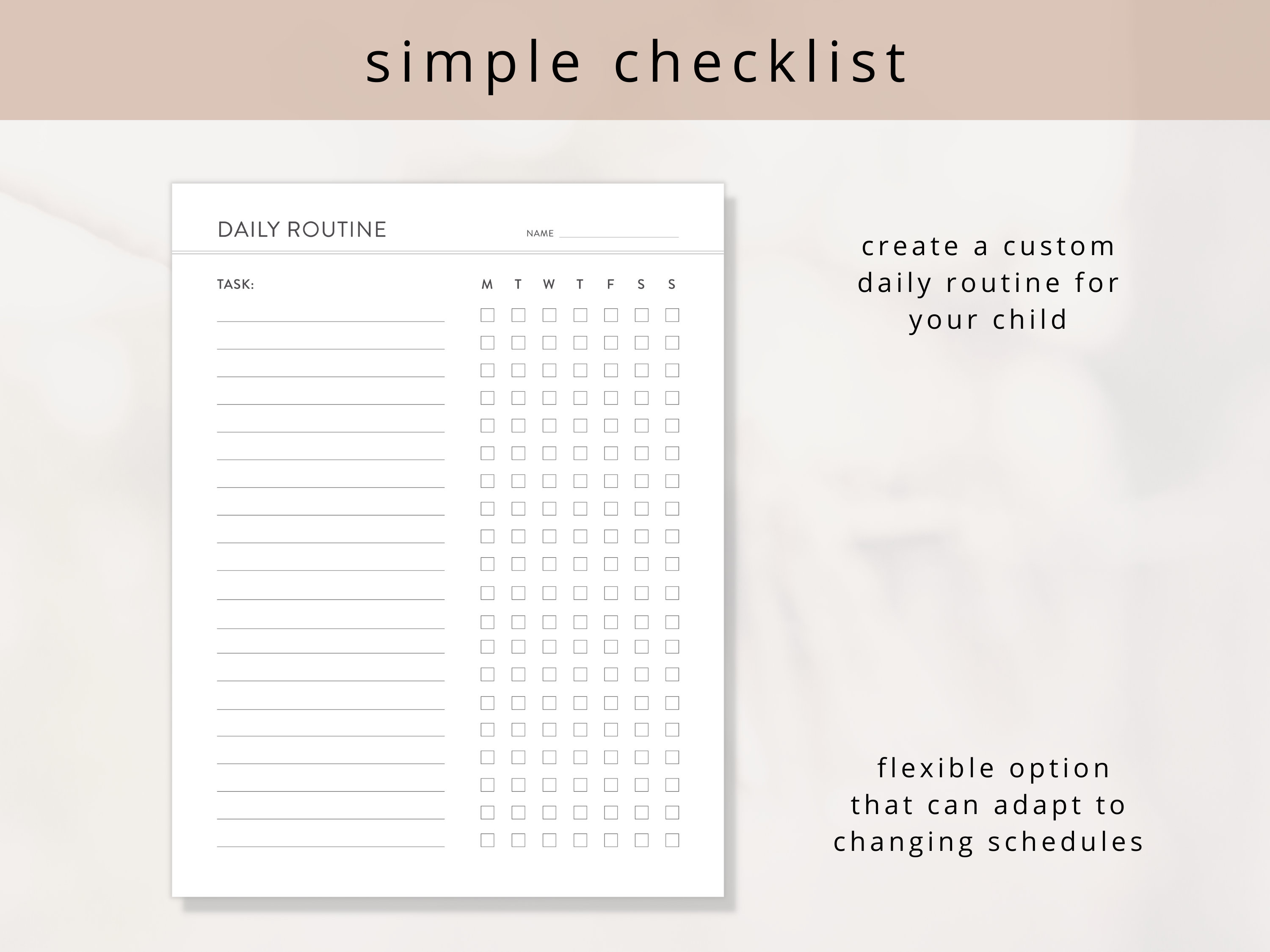 PDF-Vorlage für die tägliche Routine für Kinder, druckbare Checkliste ...
