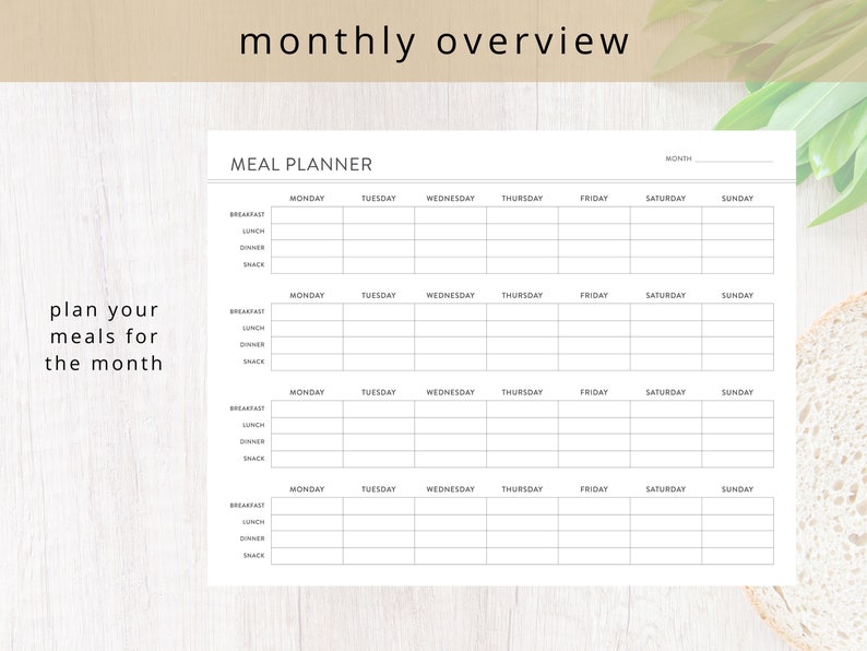 Minimalist Meal Planner Bundle PDF, Includes Grocery List for Menu and ...