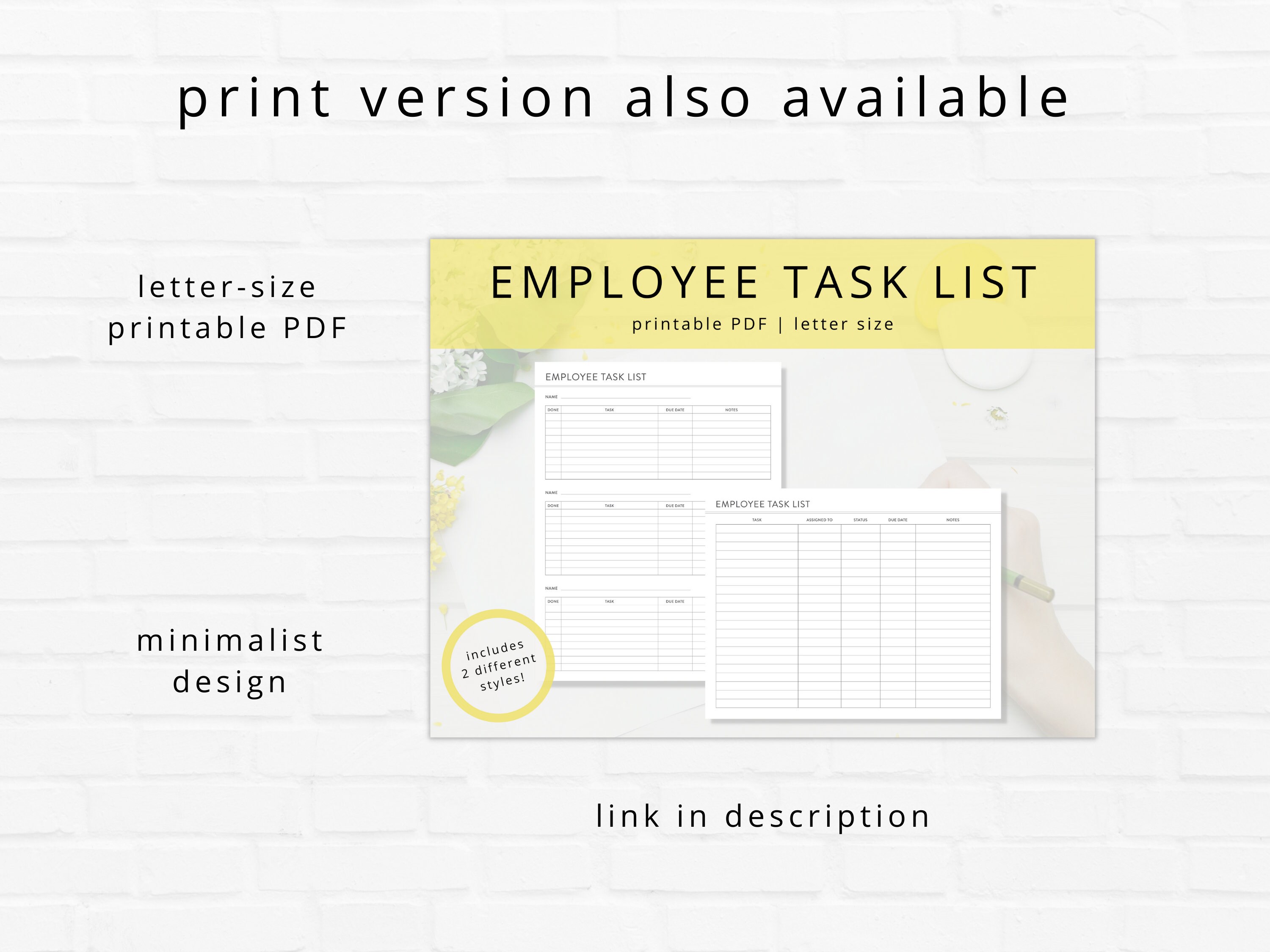Minimalist Digital Employee Task List Template for Project - Etsy