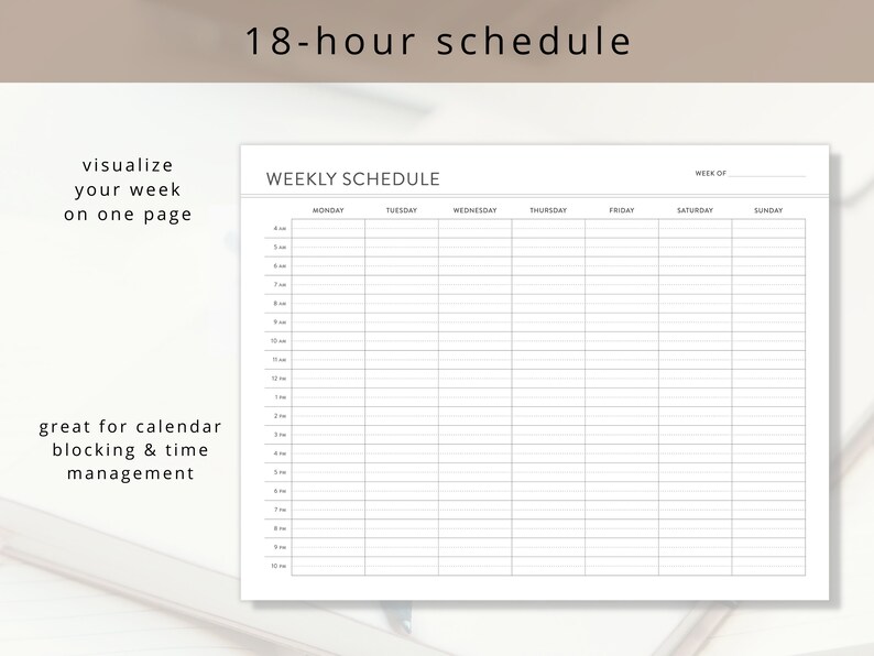 Minimalist Class Schedule PDF Template for School Week Organization ...