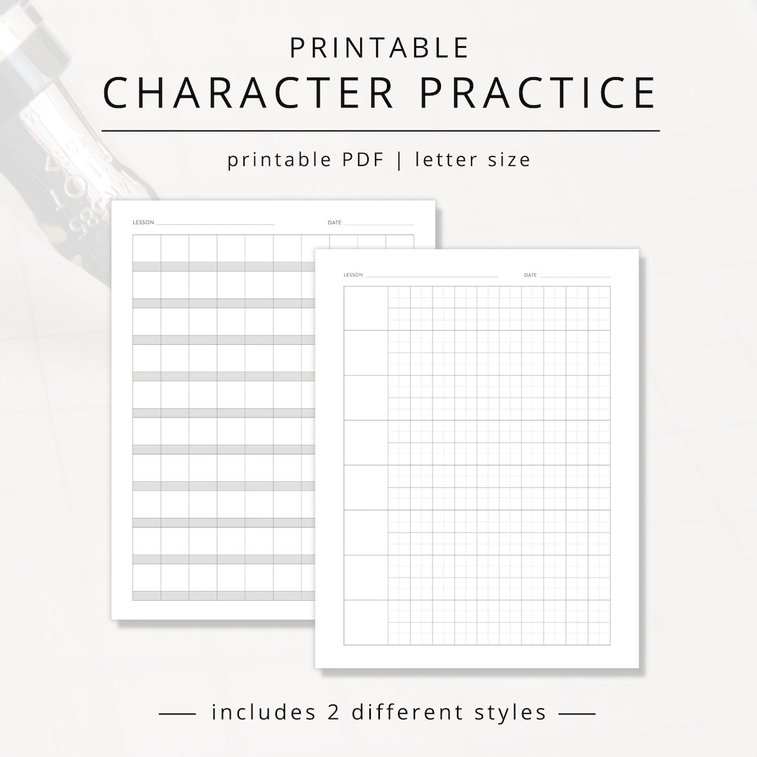 Blank Character-based Language Practice Worksheet PDF for Writing ...