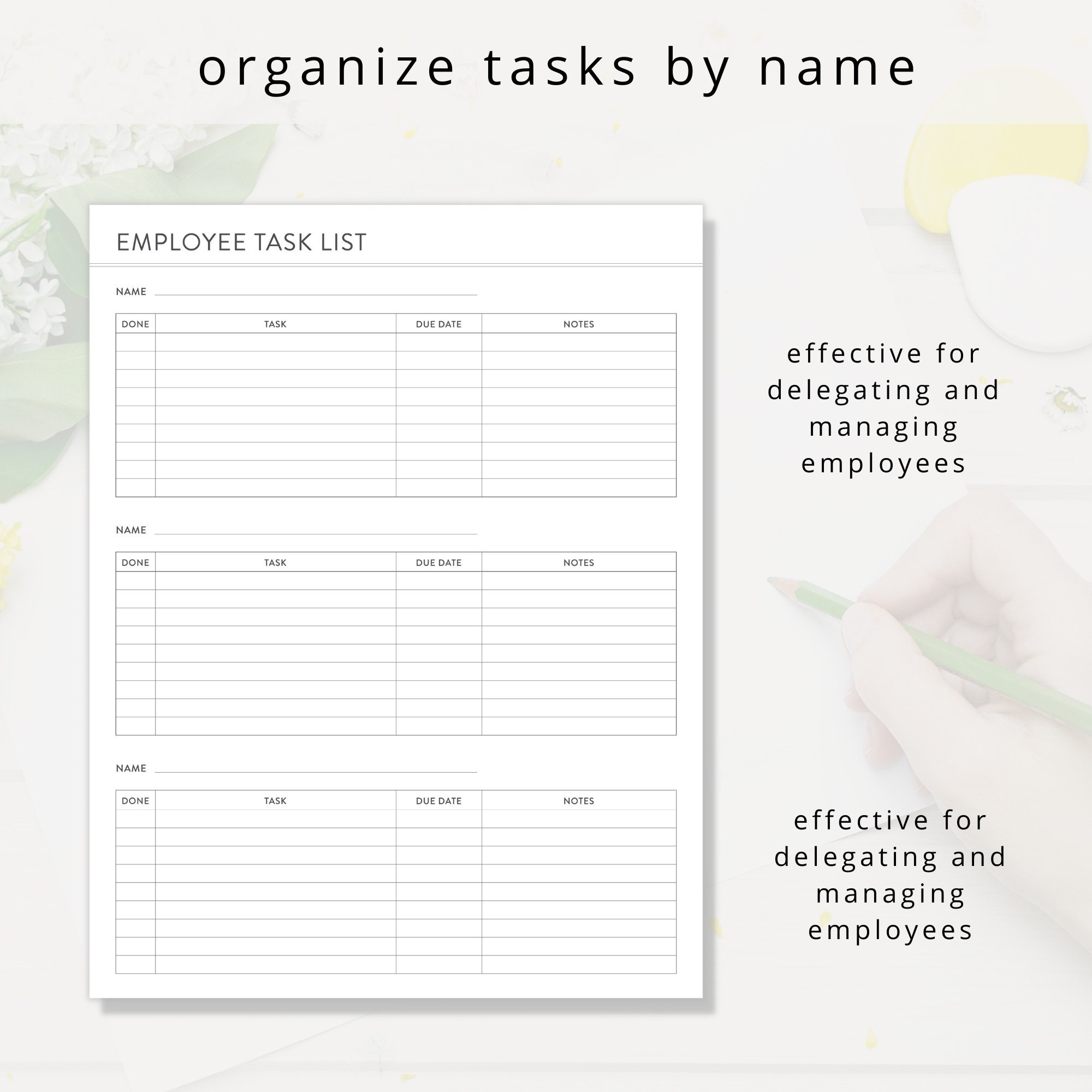 Minimalist Employee Task List PDF, Printable to Do List for Work ...