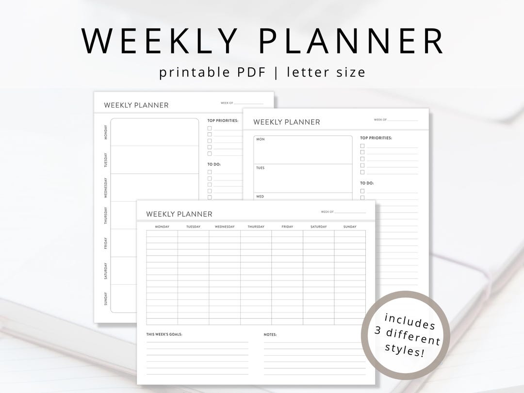 Minimalist Weekly Planner Template: Printable Weekly Organizer ...