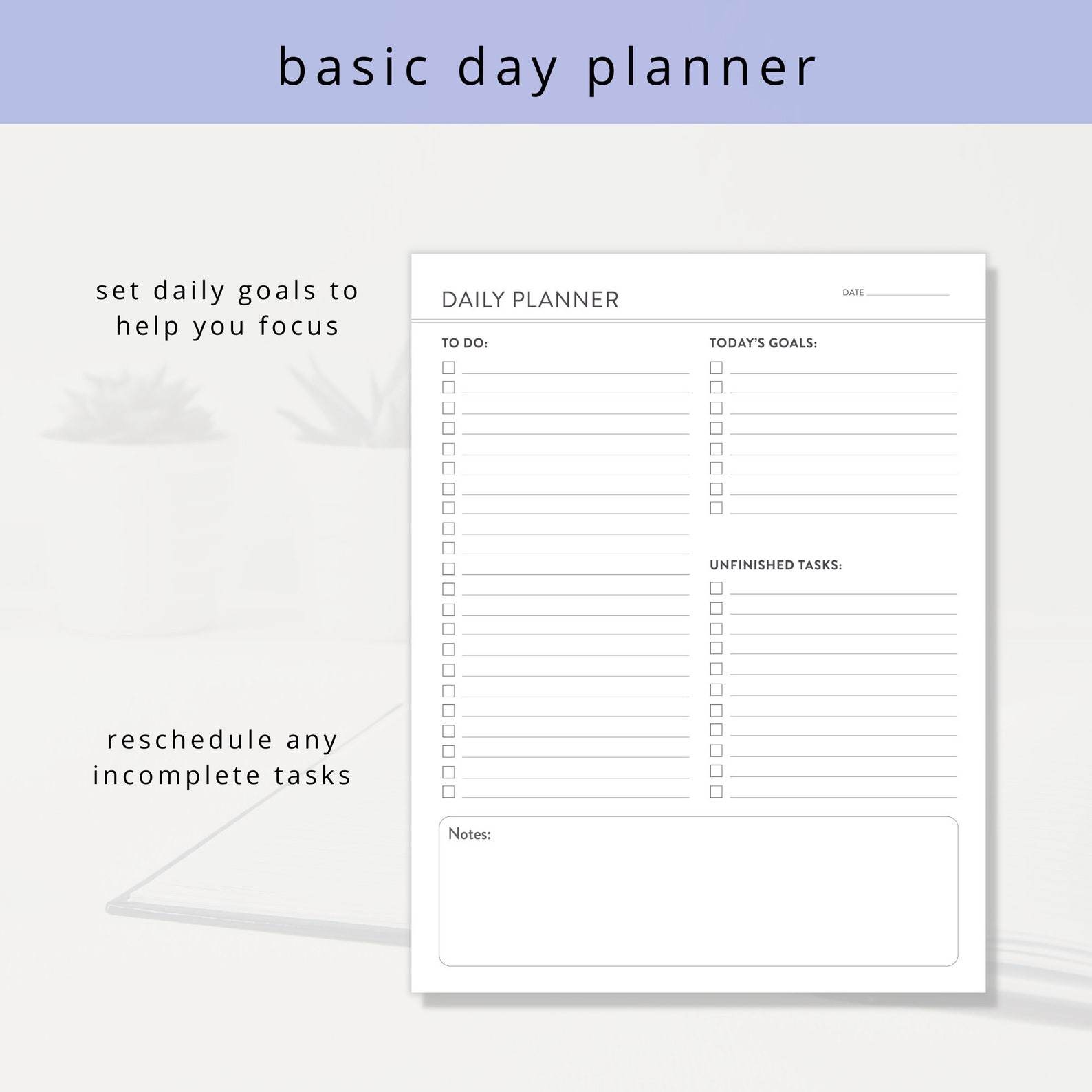 Minimalist Daily & Weekly Printable Planner Bundle: Printable Organizer ...