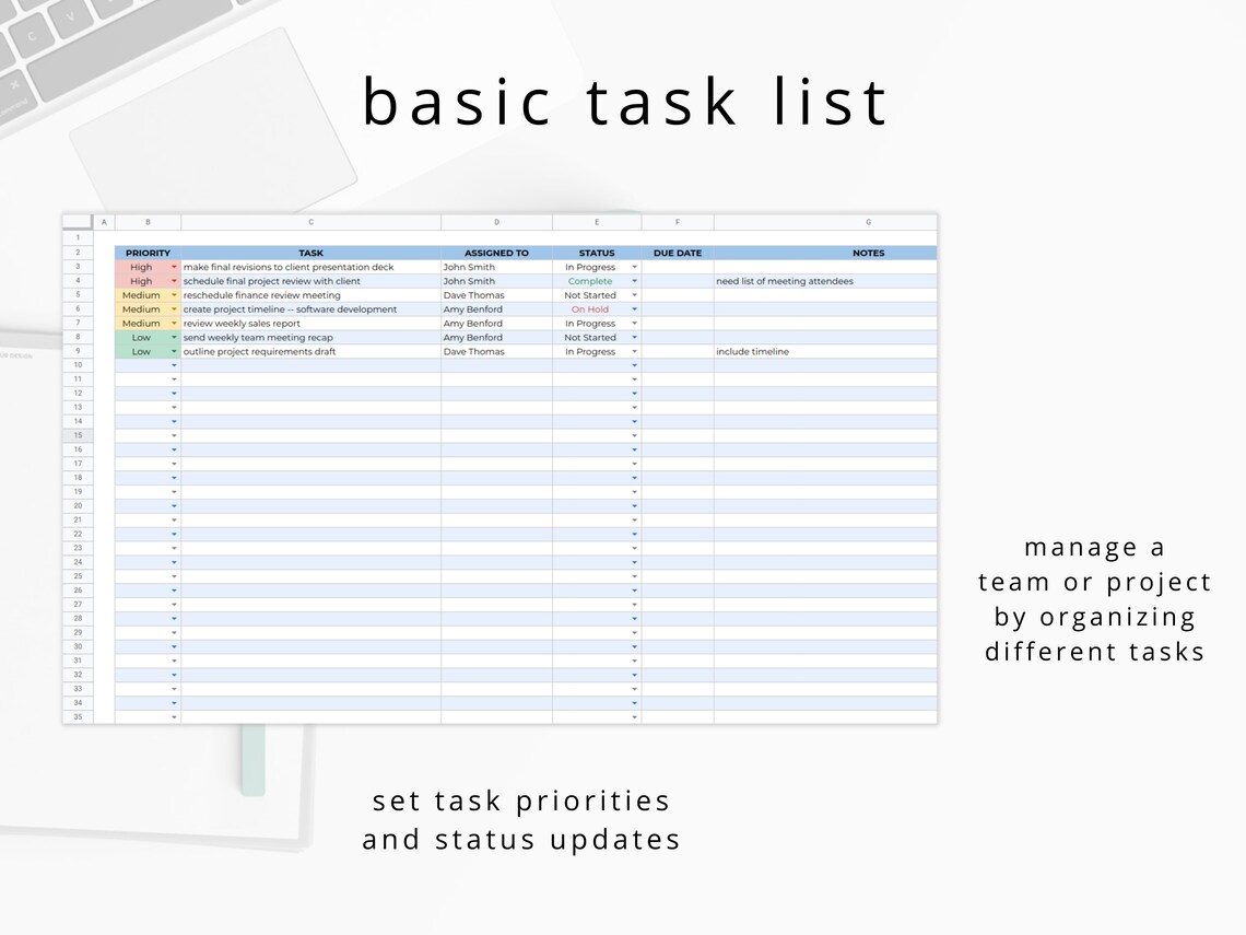 Minimalist Digital Employee Task List Template for Project - Etsy
